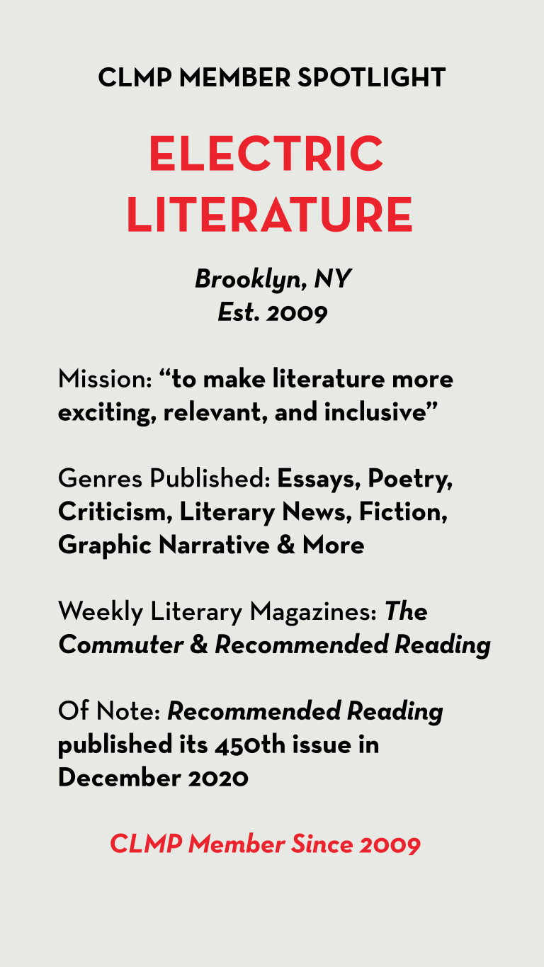 Member Spotlight: Electric Literature - Community of Literary Magazines ...